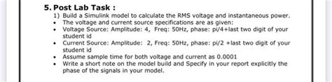solved 5 post lab task 1 build a simulink model to