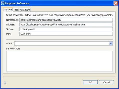 selecting a service for a deployment descriptor partner link