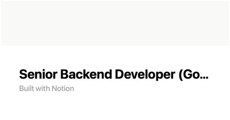 Eric Anderson On Linkedin Senior Backend Developer Golang Notion