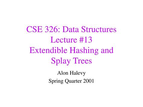 PPT CSE 326 Data Structures Lecture 13 Extendible Hashing And Splay Trees PowerPoint