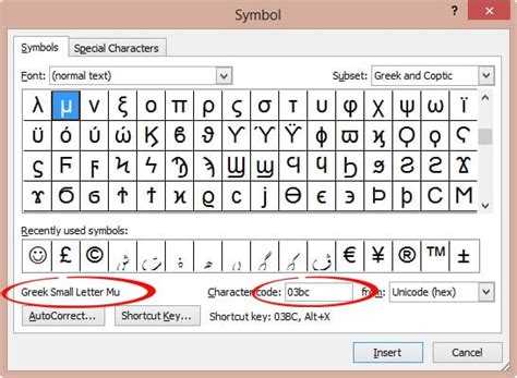 Microsecond Symbol