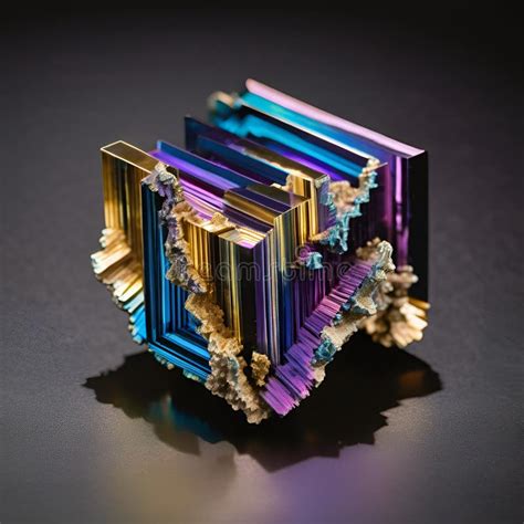 A Bismuth Crystal Displays Its Characteristic Geometric Formation Stock