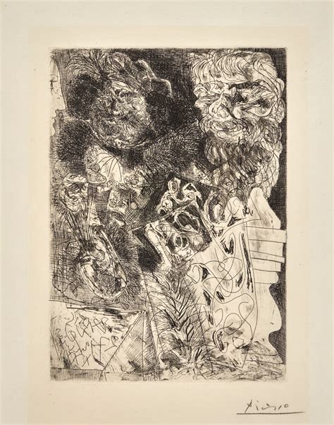 Pablo Picasso Rembrandt à La Palette From La Suite Vollard 1934