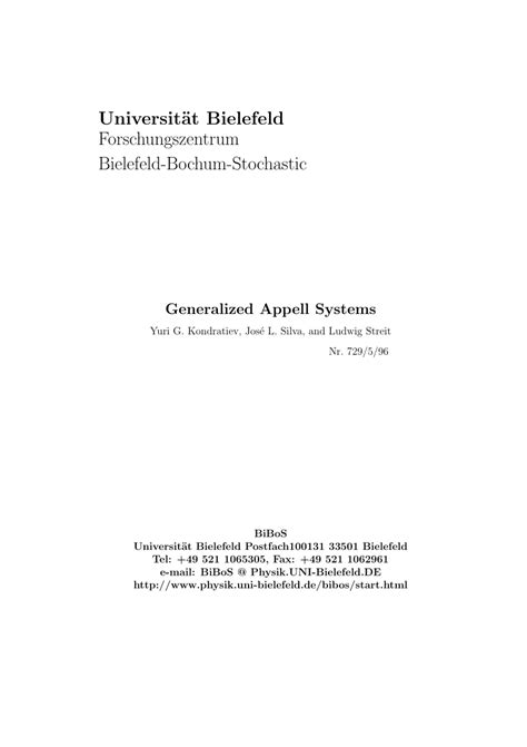 Pdf Generalized Appell Systems