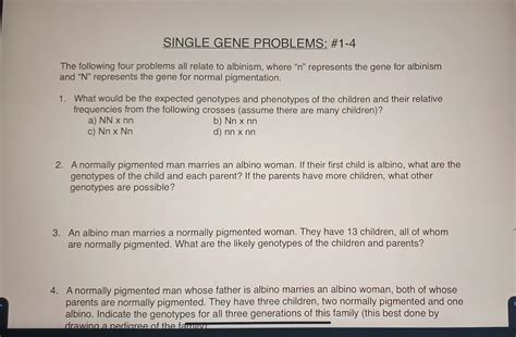 Solved The Following Four Problems All Relate To Albinism