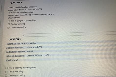 Solved Questions Super Class Myclass Has A Method Public Int