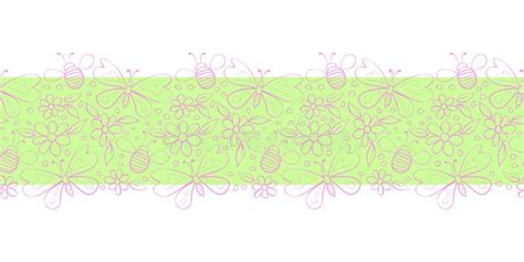 Vector Cute Edging Ribbon Border From Butterflies Honey Bees And