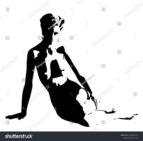 Stylized Vector Illustration Beautiful Naked Girl Stock Vector Royalty Free
