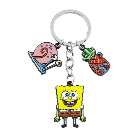 스폰지 밥 네모팬츠 게리 달팽이 키체인 귀여운 에나멜 금속 열쇠 고리 책가방 매력 카와이 애니메이션 키 홀더 장난감 어린이 선물 Aliexpress