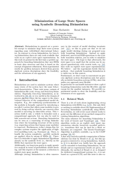 Pdf Minimization Of Large State Spaces Using Symbolic Branching