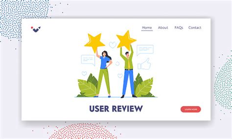 사용자가 방문 페이지 템플릿을 검토합니다 고객 피드백 평가 평가 개념 작은 사람들은 거대한 황금 별을 잡는다 Brand Name Online Messaging