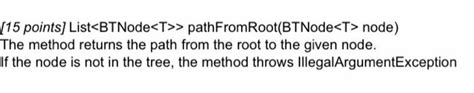 Solved 15 Points List Pathfromrootbtnode