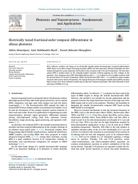 Pdf Electrically Tuned Fractional Order Temporal Differentiator In