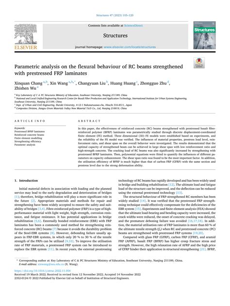Pdf Parametric Analysis On The Flexural Behaviour Of Rc Beams Strengthened With Prestressed
