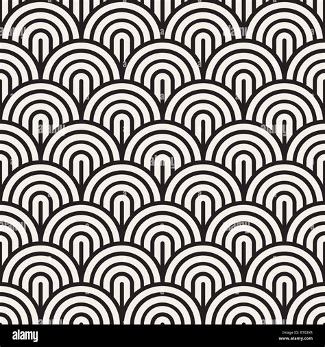 Vector Seamless Black And White Rounded Arc Concentric Circles Pattern Stock Photo Alamy