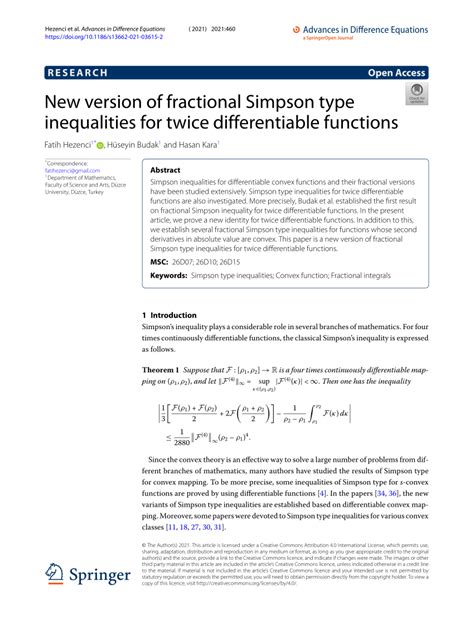 Pdf New Version Of Fractional Simpson Type Inequalities For Twice Differentiable Functions