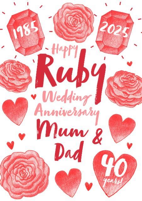 Ruby Wedding Anniversary 40 Years Happy Ruby Wedding Anniversary Mum And Dad Thortful