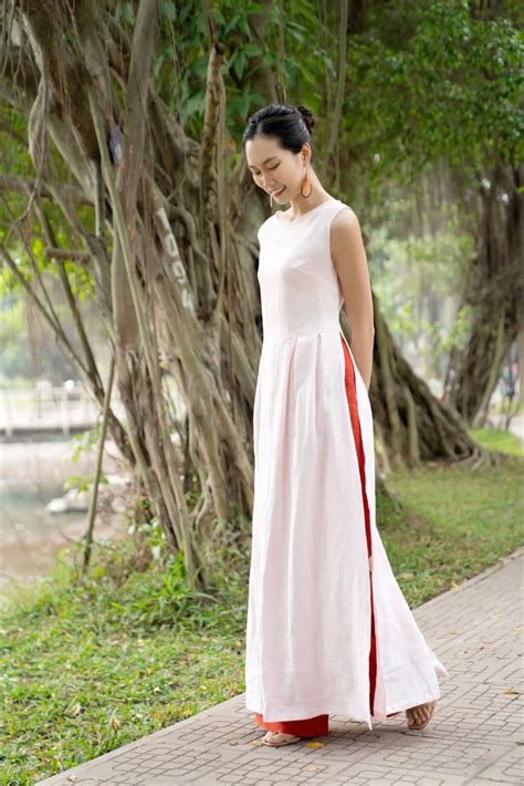 Sleeveless Linen Ao Dai For Women Summer Linen Ao Dai Women Ao Dai
