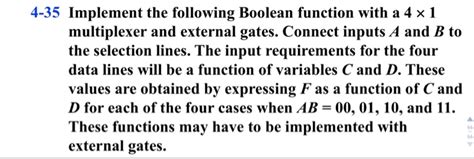 Solved Implement The Following Boolean Function With A 4 Chegg Com