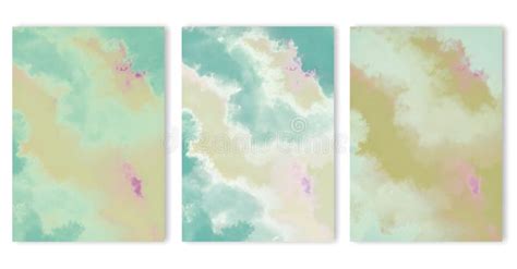 Modern Abstract Covers Set With Color Gradient Minimal Watercolor