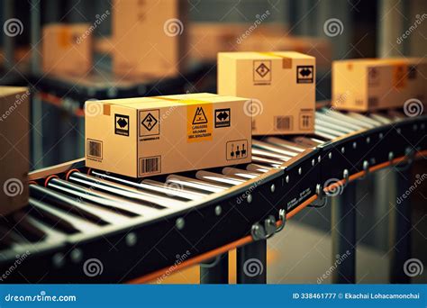Efficient Automated Logistics Parcel On Conveyor Belt Illustrating Smart Management Created