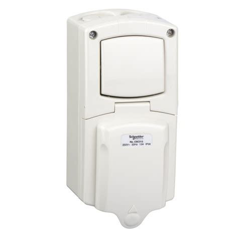 Schneider 13a 250v Surface Mount Single Pole Switched Socket Ip56 Csc313