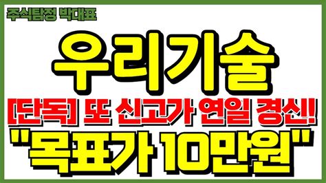 우리기술 주가 전망 단독 또 신고가 연일 경신 목표가 10만원 상향 조정 무조건 폭발적인 상승나온다 Youtube