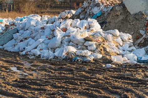 premium photo garbage in the bags after the reconstruction of the house