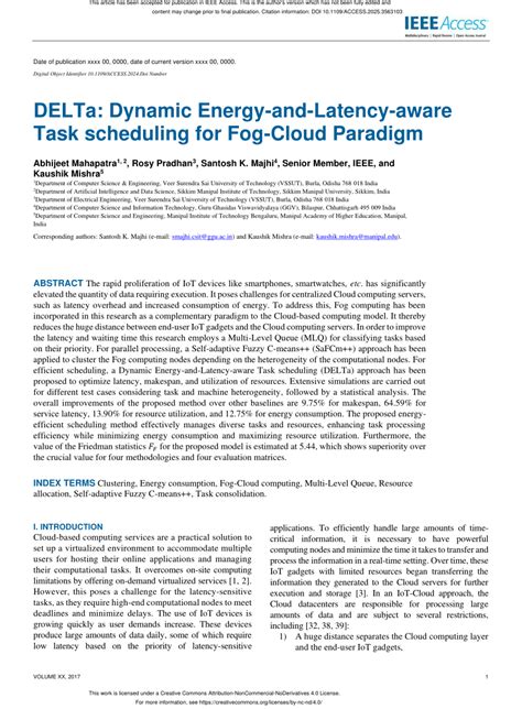 Pdf Delta Dynamic Energy And Latency Aware Task Scheduling For Fog Cloud Paradigm