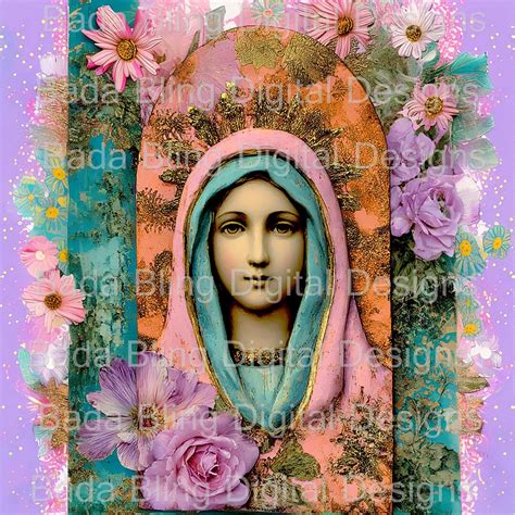 Holy Mother Mary 5 Of 5 Original Art Mixed Media Collage Instant
