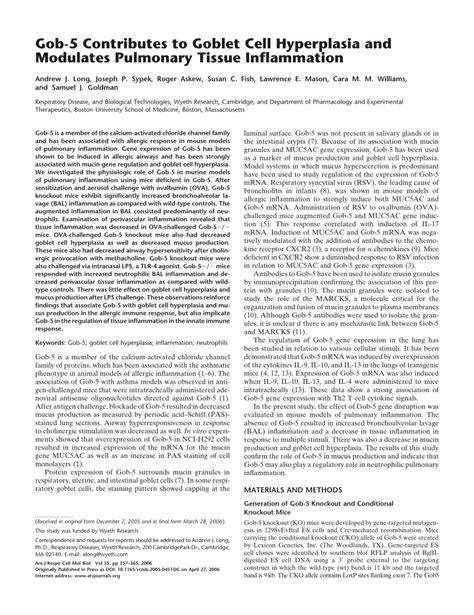 Pdf Gob 5 Contributes To Goblet Cell Hyperplasia And Modulates