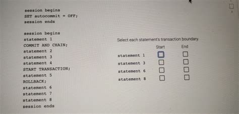 solved session beginsset autocommit off session endssession