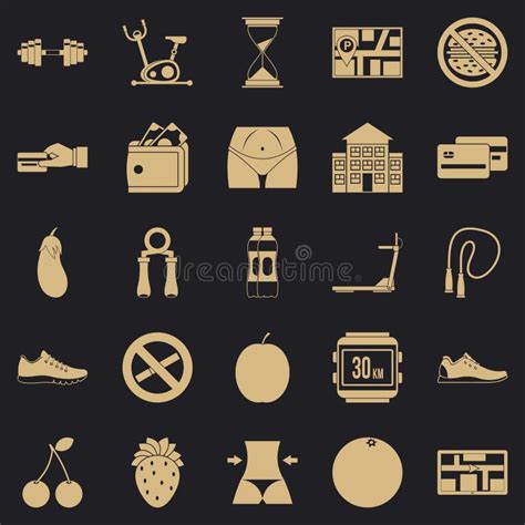 Sexual Body Icons Set Simple Style Stock Vector Illustration Of Exercise Fitness