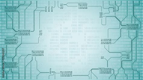 Abstract Futuristic Electronic Circuit Board With Binary Code Computer Digital Technology