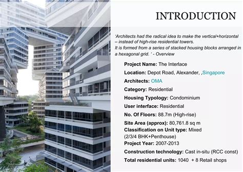 The Interlace Singapore By Oma Architecture Housing Case Study Pptx