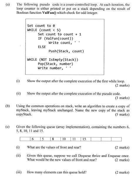 Solved A The Following Pseudo Code Is A