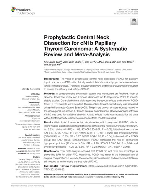 Pdf Prophylactic Central Neck Dissection For Cn1b Papillary Thyroid