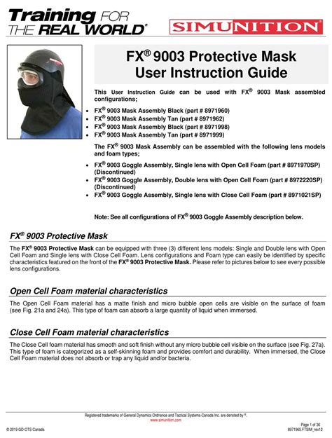 Simunition Fx 9003 User Instruction Manual Pdf Download Manualslib