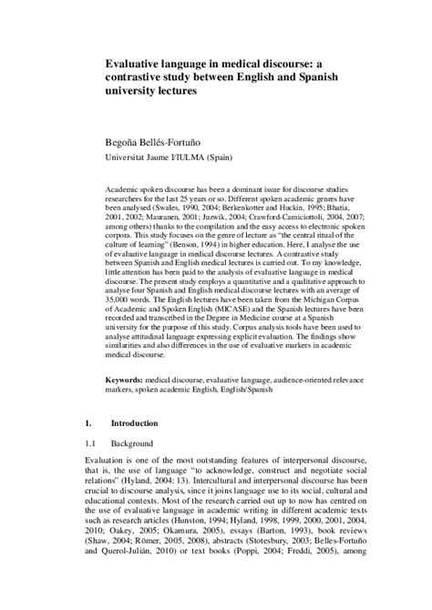 Pdf Evaluative Language In Medical Discourse A Contrastive Study