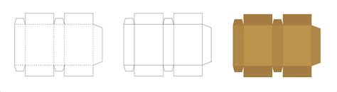 직사각형 종이 상자 템플릿 패키지를 만들기 위한 트림 구성표 흰색 배경에 기하학적 모델 레이아웃을 엽니다 가방에 대한 스톡 벡터 아트 및 기타 이미지 Istock