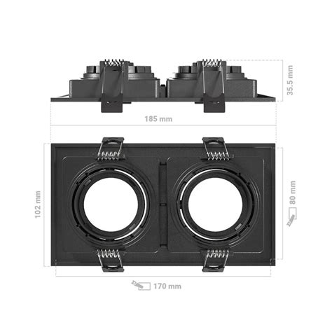 3x Fresno Smart Double Recessed Downlight Rgbww Black 185x102x355