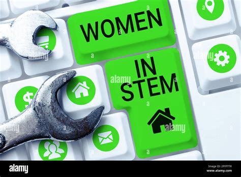 Hand Writing Sign Women In Stem Word For Science Technology