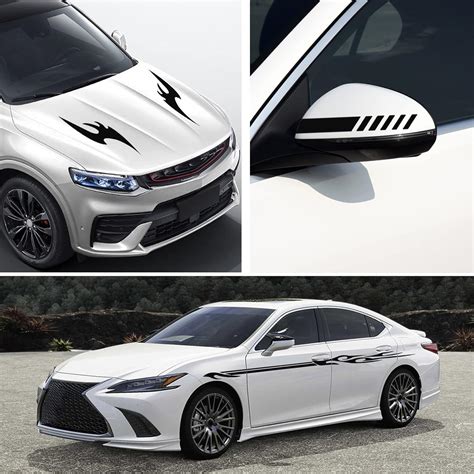 Ramuel Adhesivo De Vinilo Para Espejo Lateral Y Capó Para Automóvil Diseño De Rayas Largas