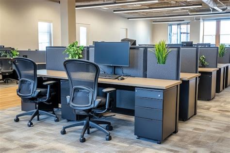 efficient workspace with modern furniture premium ai generated image