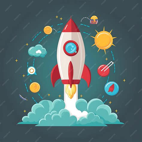 Premium Vector Rocket Launch Vector Flat Design