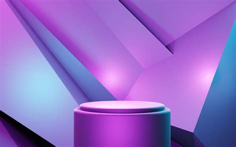 보라색과 파란색 추상 기하학적 배경의 3d 렌더링 사이버 펑크 개념 광고 기술 쇼케이스 배너 화장품 패션 비즈니스에 대한 장면 공상 과학 일러스트레이션 제품 디스플레이