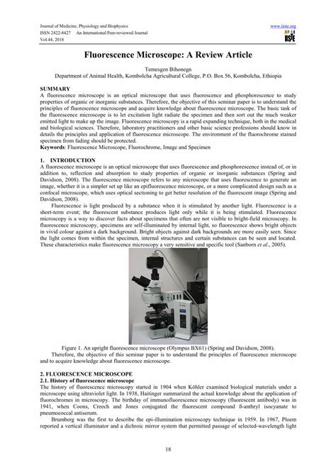 Pdf Fluorescence Microscope A Review Article Dokumentips