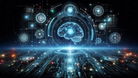 Modern Artificial Intelligence Visualization For Marketing Materials Stock Illustration