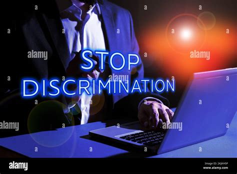 Sign Displaying Stop Discrimination Word Written On Prevent Illegal
