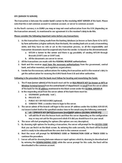 Dtc Server To Server Full Detail Pdf Euro Banks